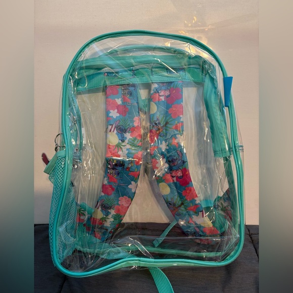 Disney | Bags | Disney Stitch Clear Backpack With Keychain And Floral ...